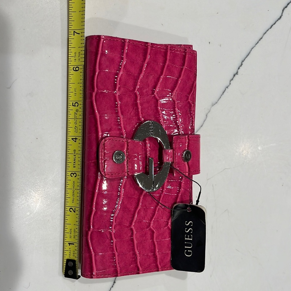 Vintage Guess Pink Crocodile Checkbook And Wallet Tag… - Gem